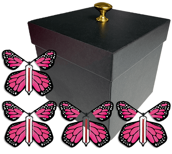 Monarch Surprise Flying Butterfly Box - Black Gift Box & 4 Wind Up Fly ...